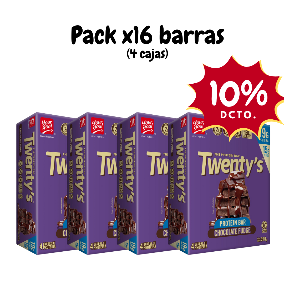 Twenty's Chocolate Fudge - Pack x16 barras (4 cajas) – Your Goal Perú